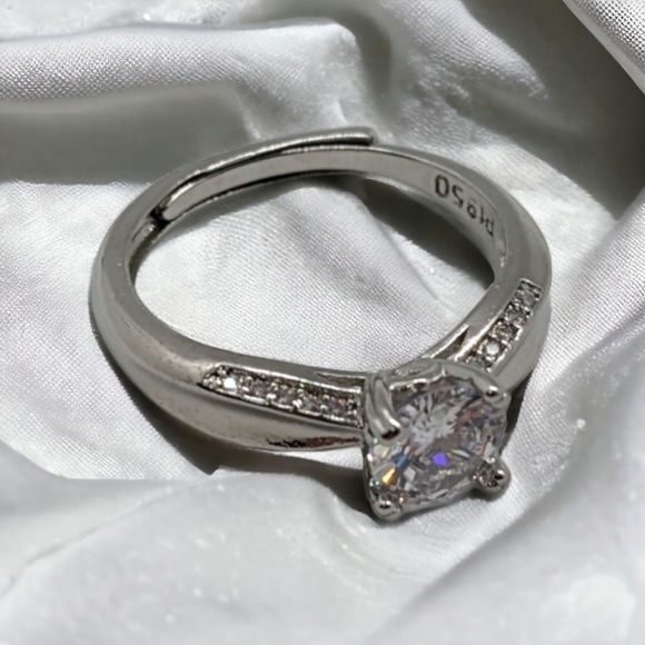 Jewelry | Platinum Pt95 Ring With Cubic Zirconia | Poshmark